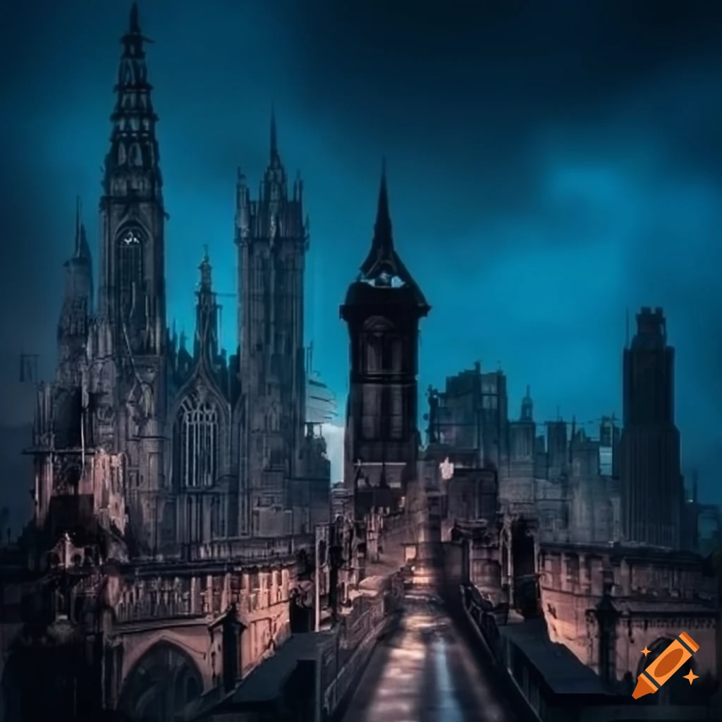 Gothic sci-fi city on Craiyon