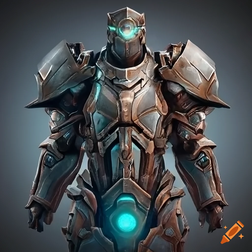An arcane power armor with intricate sharp details and dark accents ...