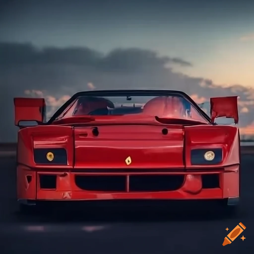 A sleek red ferrari f40 racing down the highway