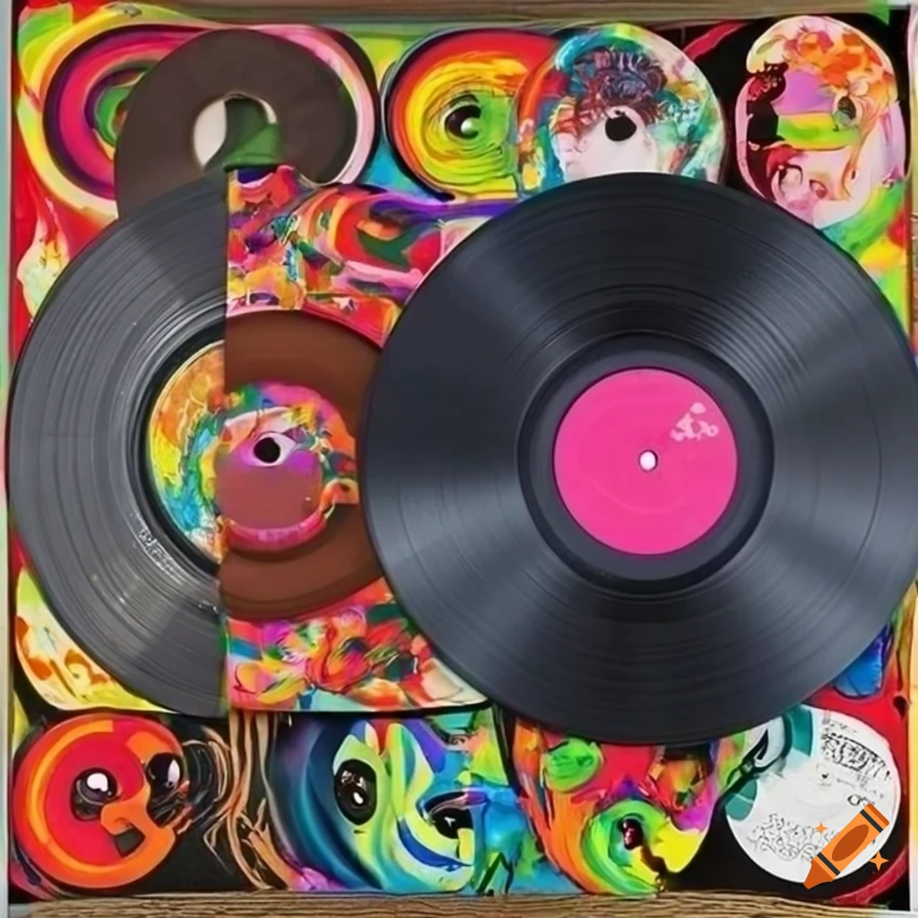 Five multicolor vinyl records