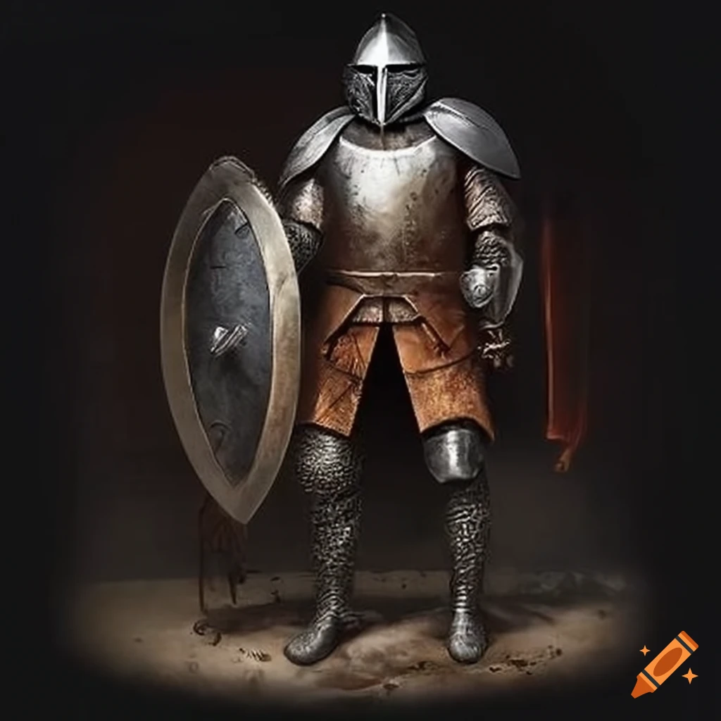 Powerful medieval hero wielding only a shield on Craiyon