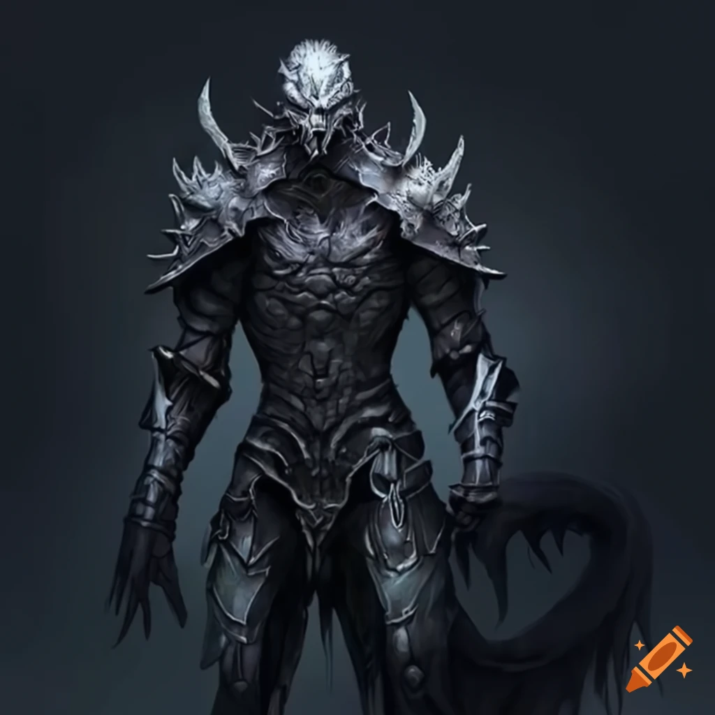 A creature from another world adorned in mysterious dark armor full ...