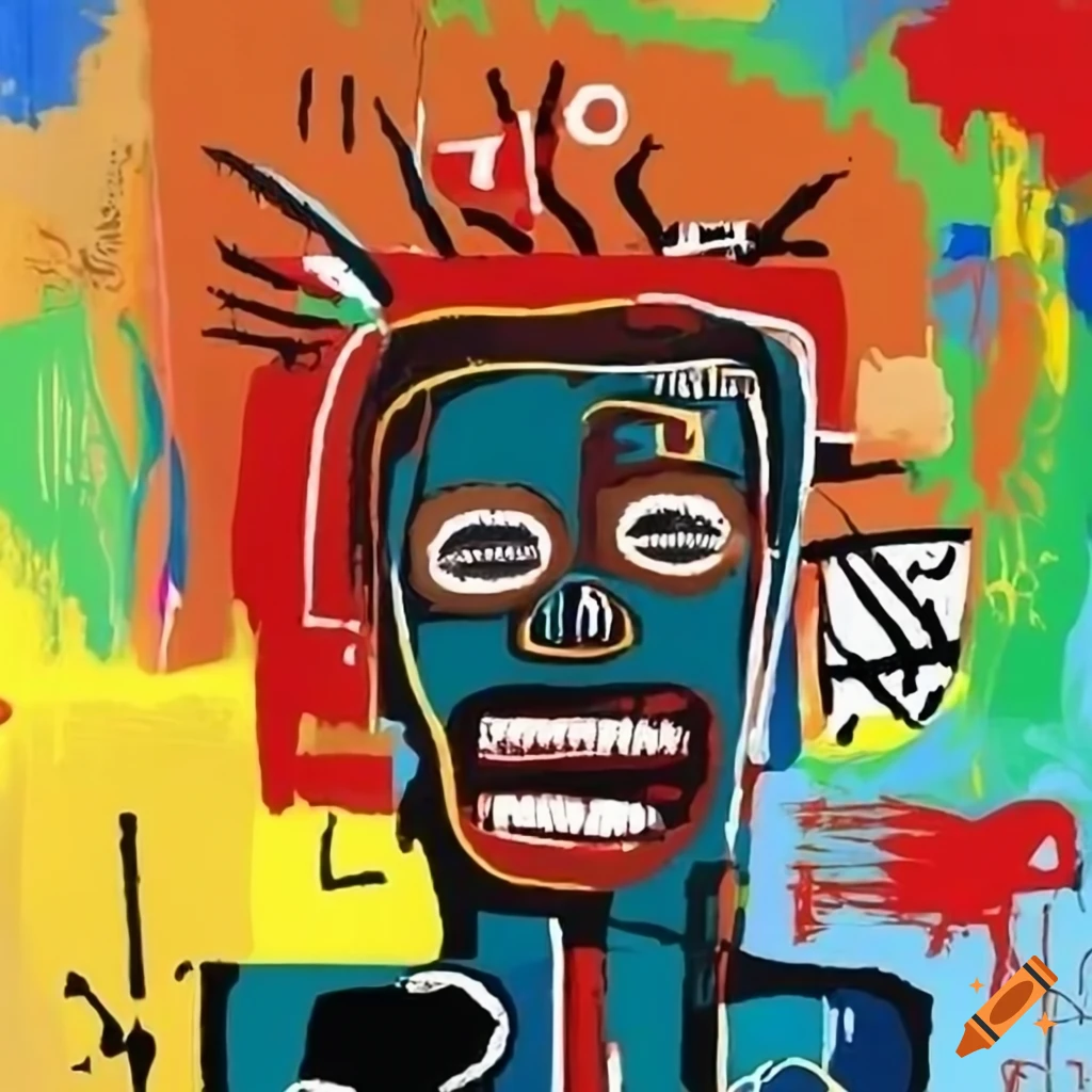 Basquiat symbols painting schématique style motifs rythmes plants