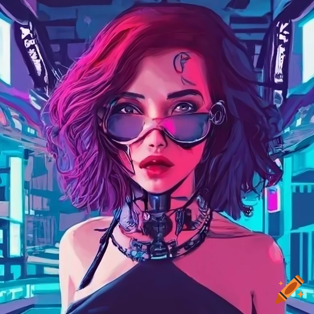 Cyberpunk retro girl on Craiyon