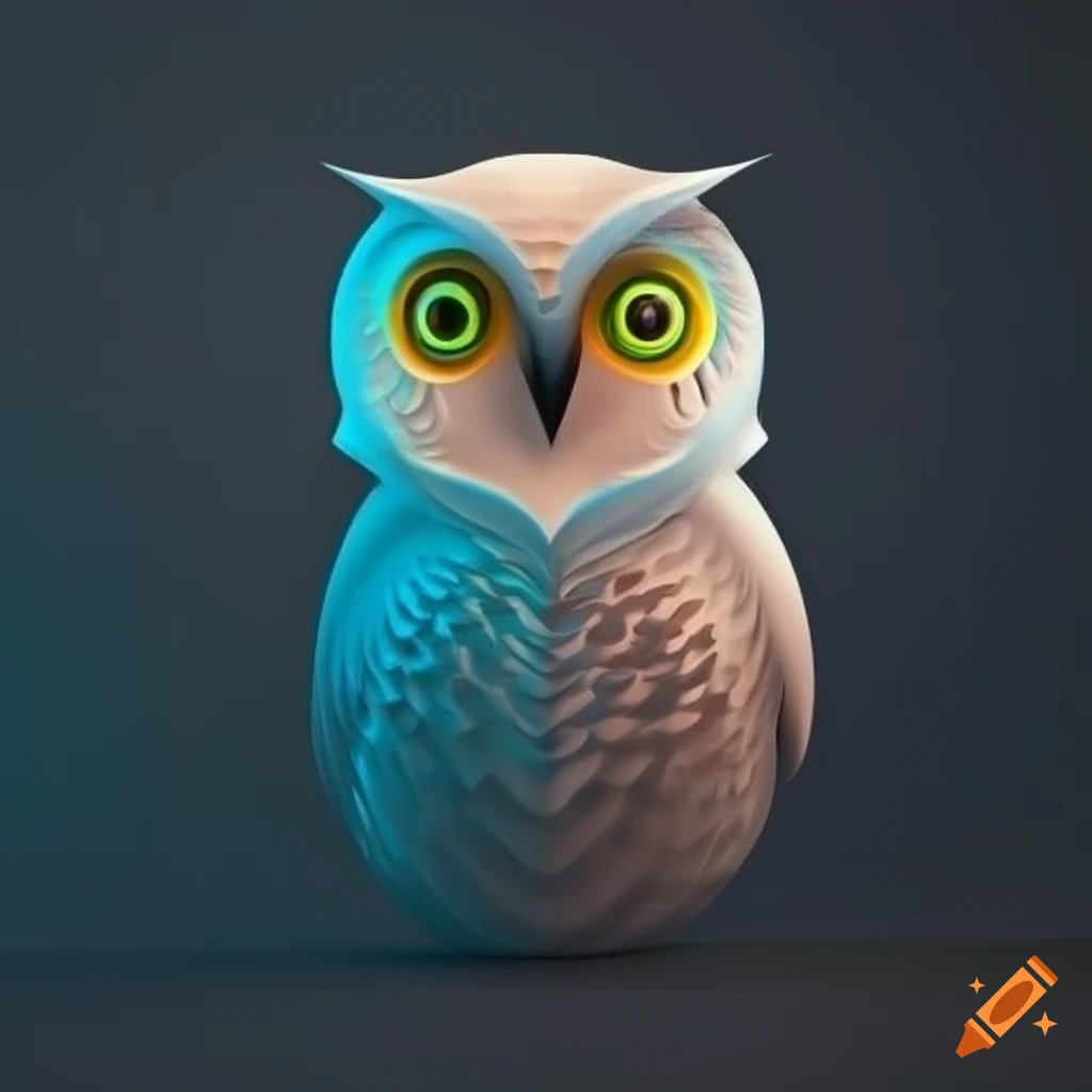 Abstract 3d sleek owl logo using #00B897 as the main color on Craiyon