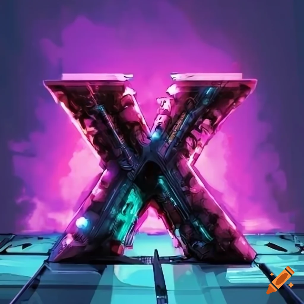 The letter x in a cyberpunk style on Craiyon