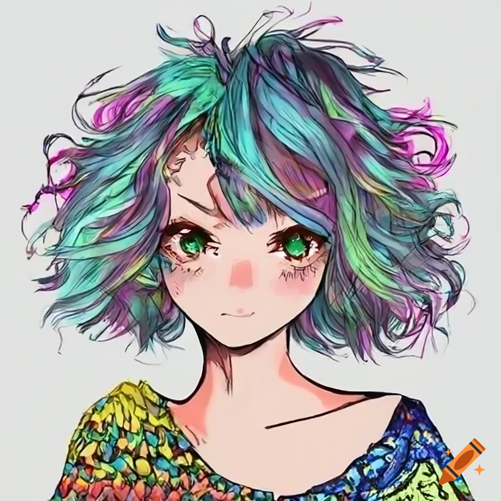 Messy hair alt wolf girl anime