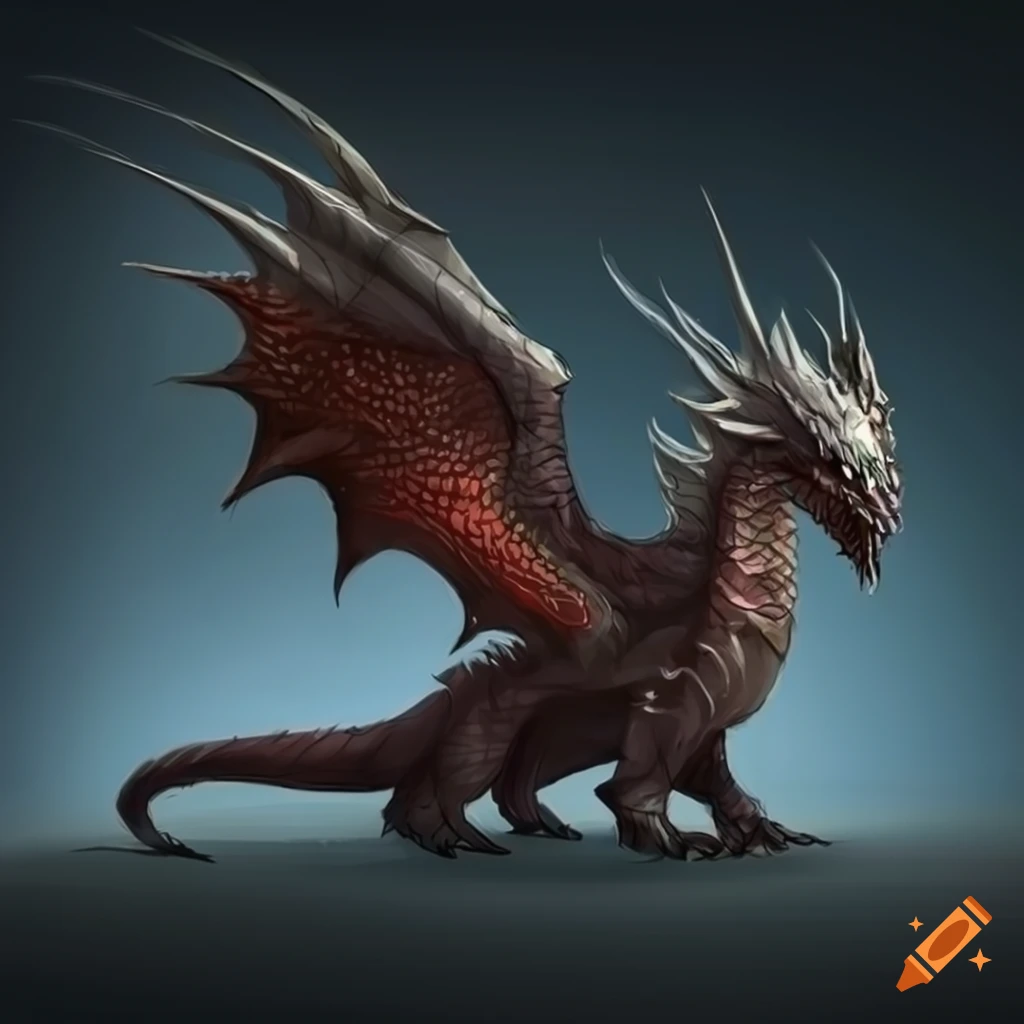 Full body dragon concept design, side view