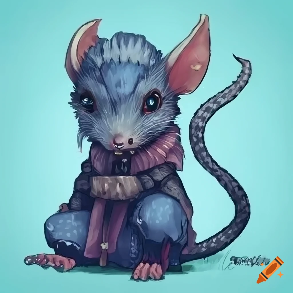 Rpg cute ratfolk blue clothe on Craiyon