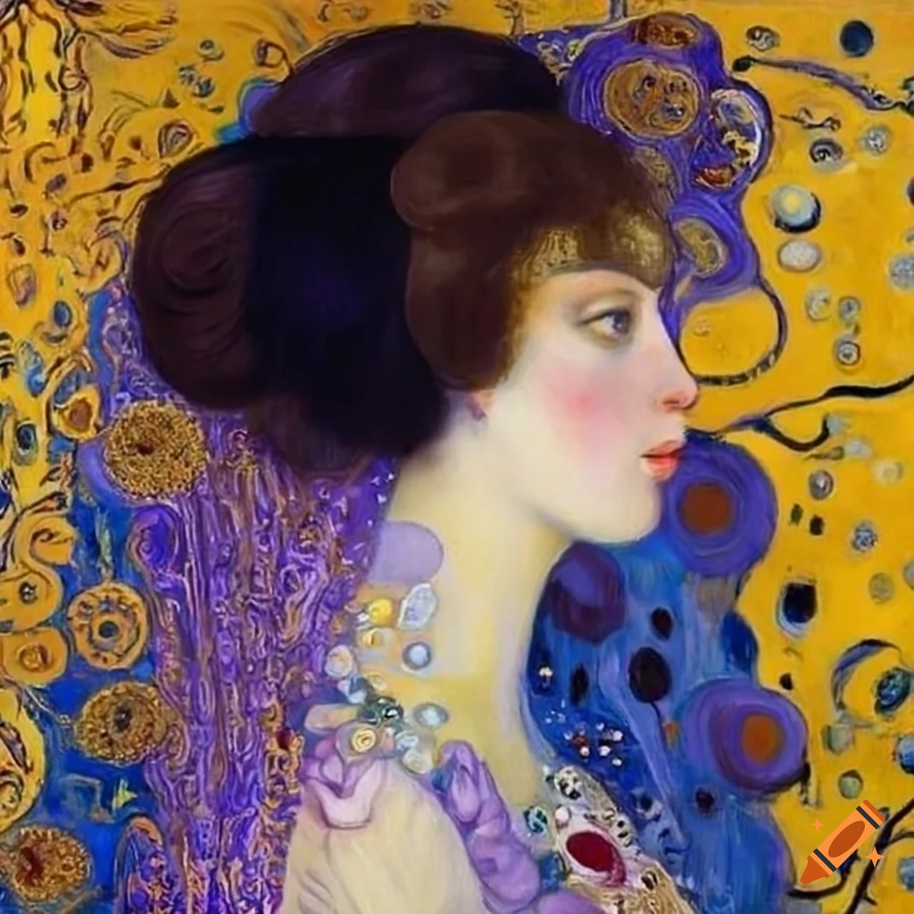 A portrait of woman with flowers covering her face, use color purple ...