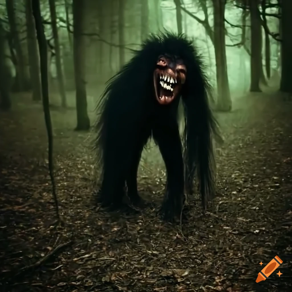 A fantasy beast, shaped like a man and with a large mouth with many ...