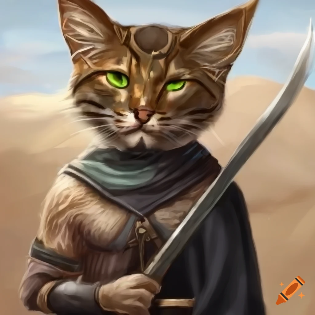 Catfolk, Khajiit, tabby cat face, Savannah cat face, portrait ...