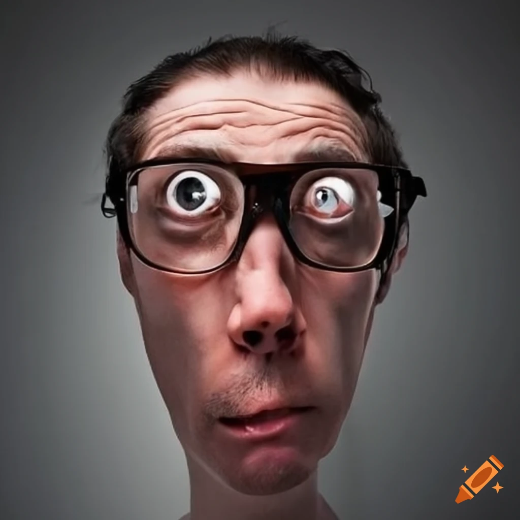 Funny picture of a man wearing his glasses incorrectly