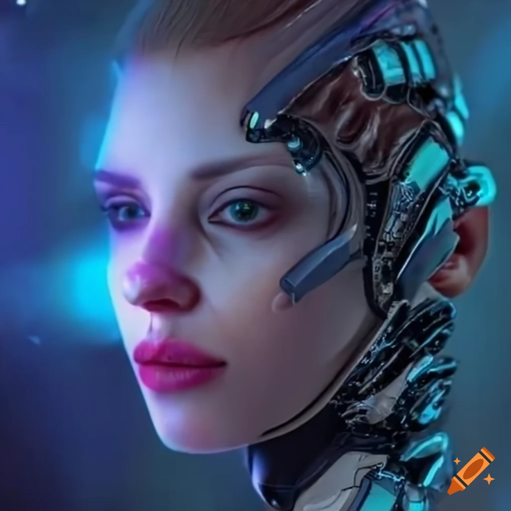 Portrait d'une femme cyborg dans le futur