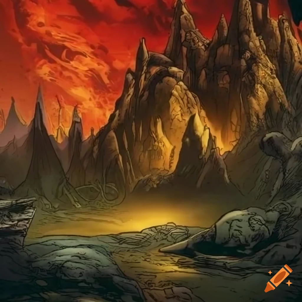 Comic book panels featuring ancient norse landscapes
