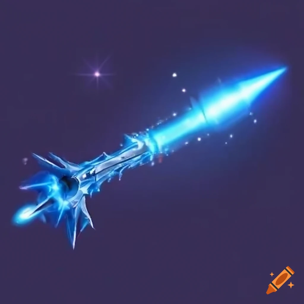 Astral weapon glowing amidst cosmic galaxies