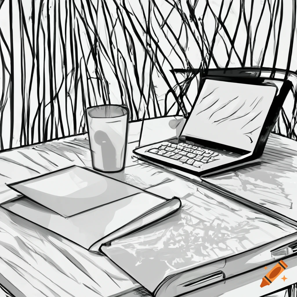 Laptop on desk sunny abstract on Craiyon