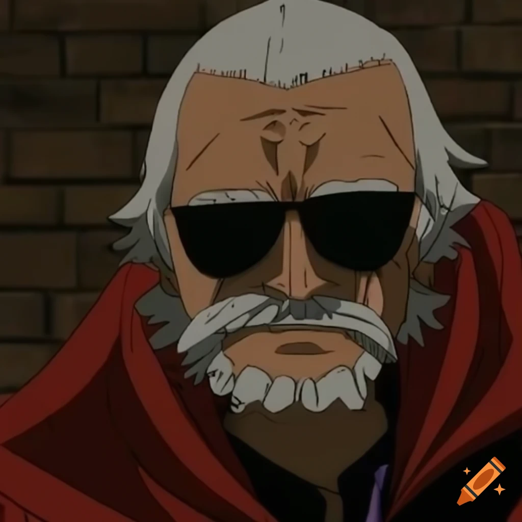 Fairy tail anime old man with green eyes and mustasche on Craiyon