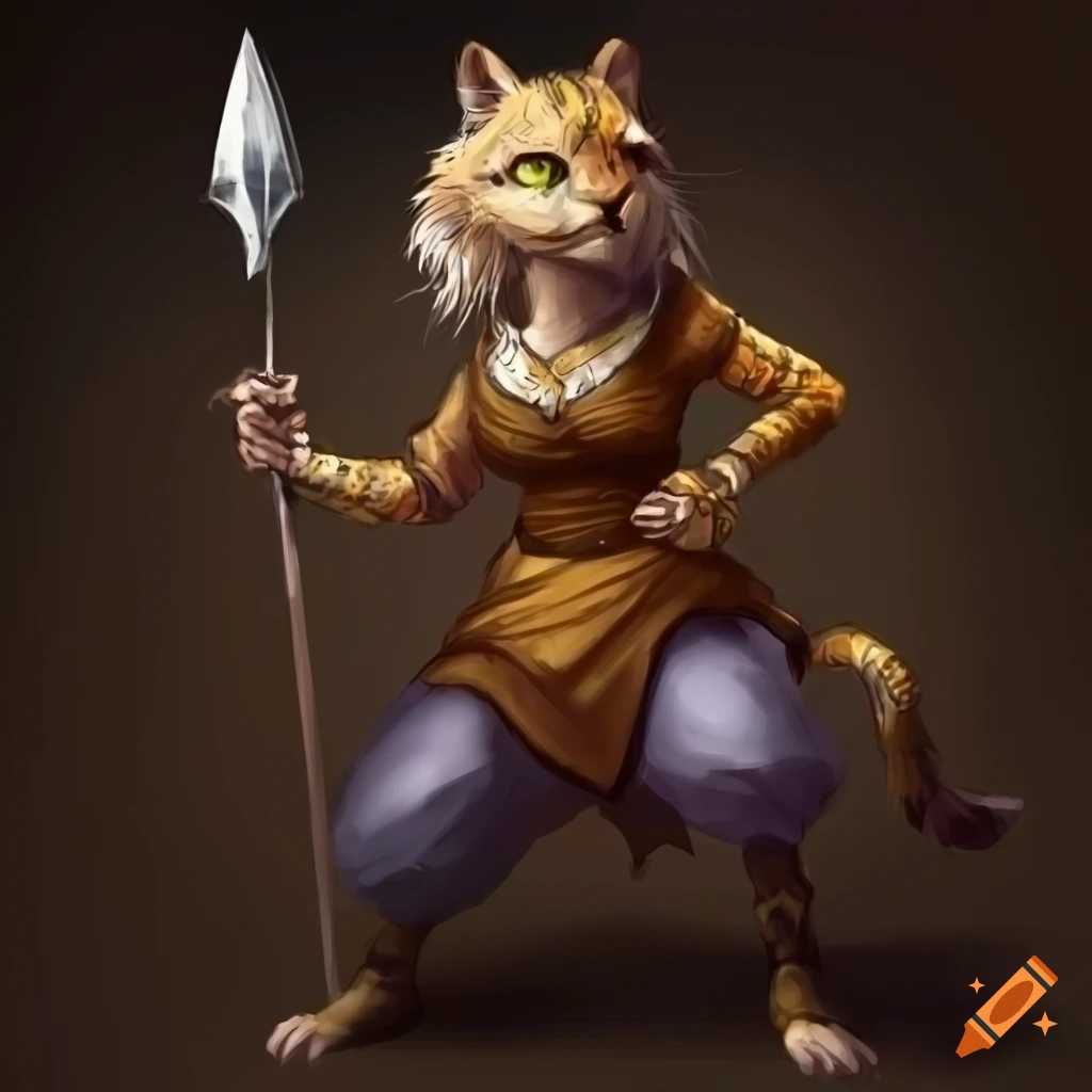 Character art of a female leopard tabaxi monk with a tilak on her ...