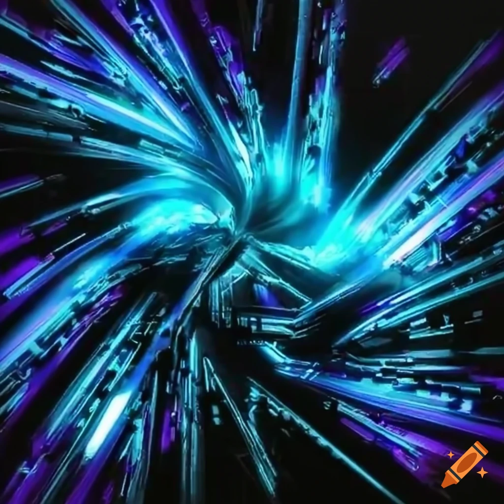 Shadow Matrix, futuristic, digital,fantasy, noen purple, electric blue on Craiyon