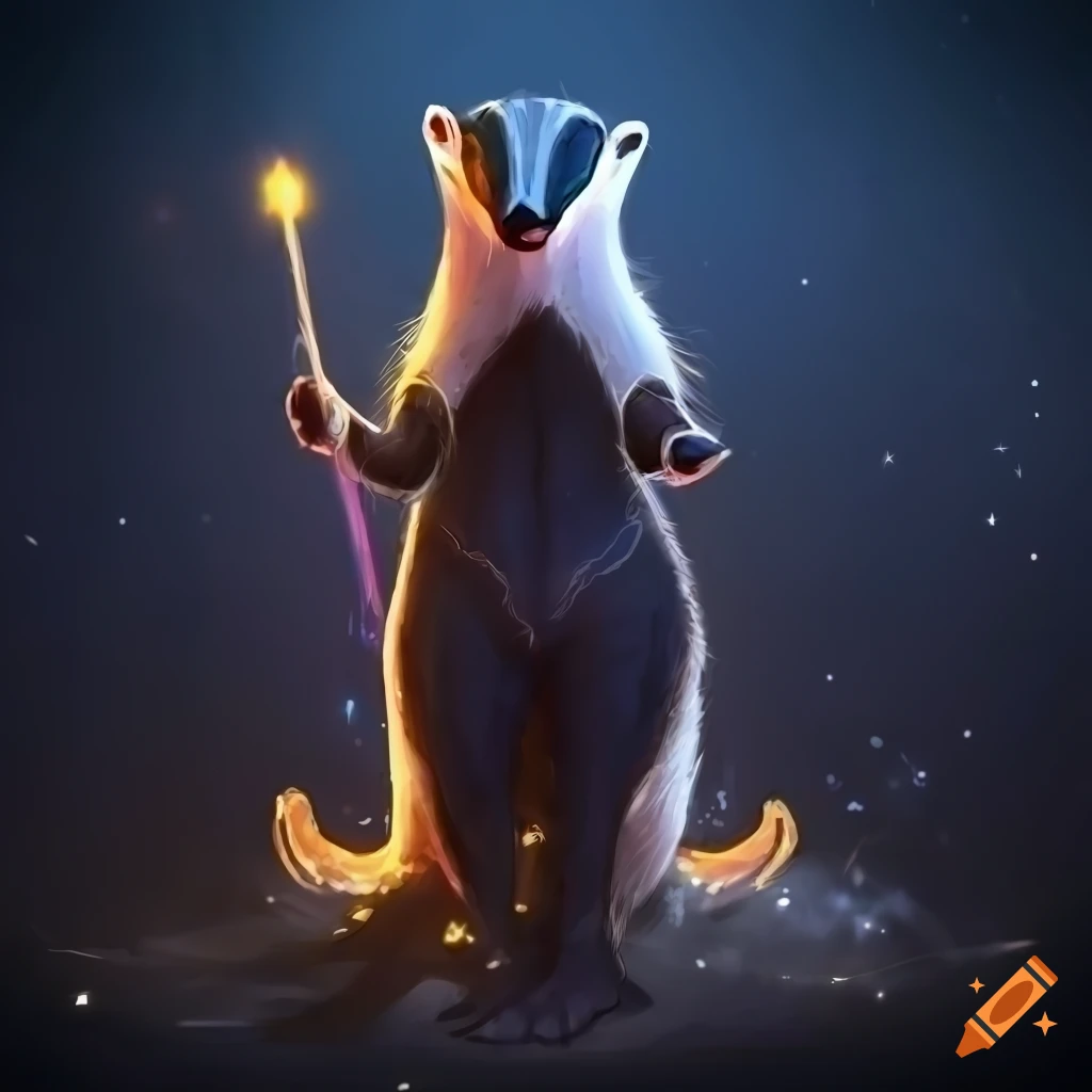 Majestic feminine badger, curvy, eurasian badger, sitting upright ...