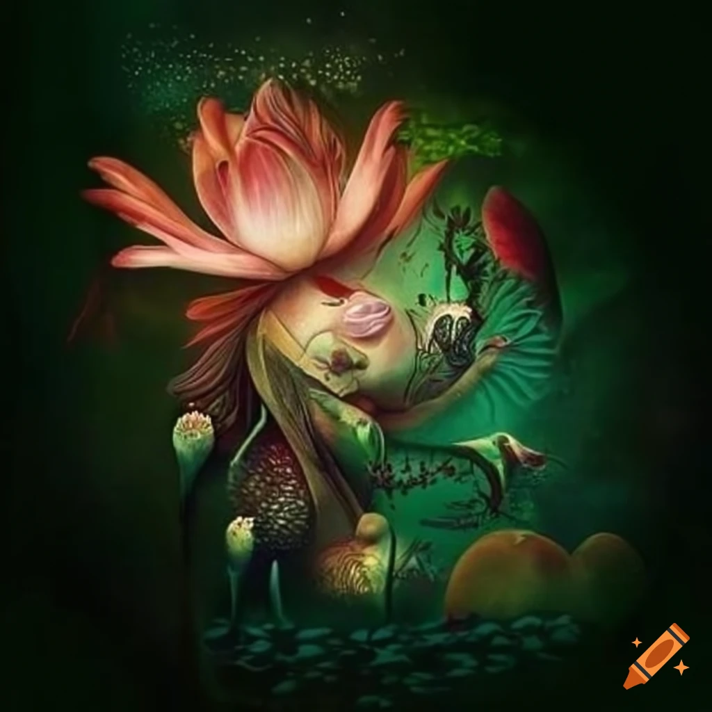 Marais surréaliste nénufars exotic and surreal floral garden habited by ...