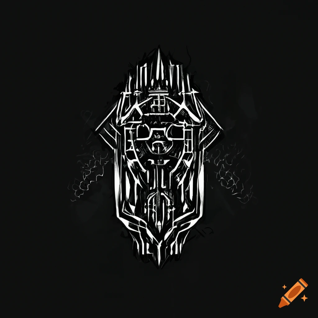Futuristic Heavy Metal style logo design line drawing on Craiyon