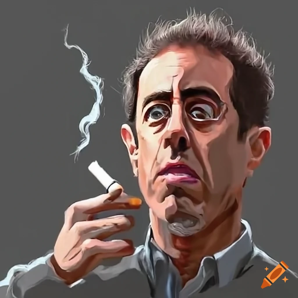 Jerry seinfeld asking for a cigarette on Craiyon