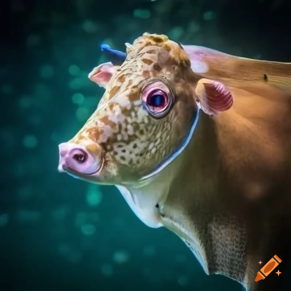 A fish with a cow's head on Craiyon