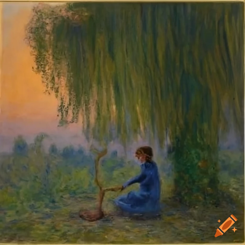 Monet’s masterpiece: a person planting a small tree , symbolizing the ...