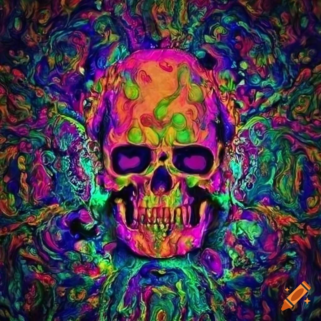Warped psychedelic skull on Craiyon