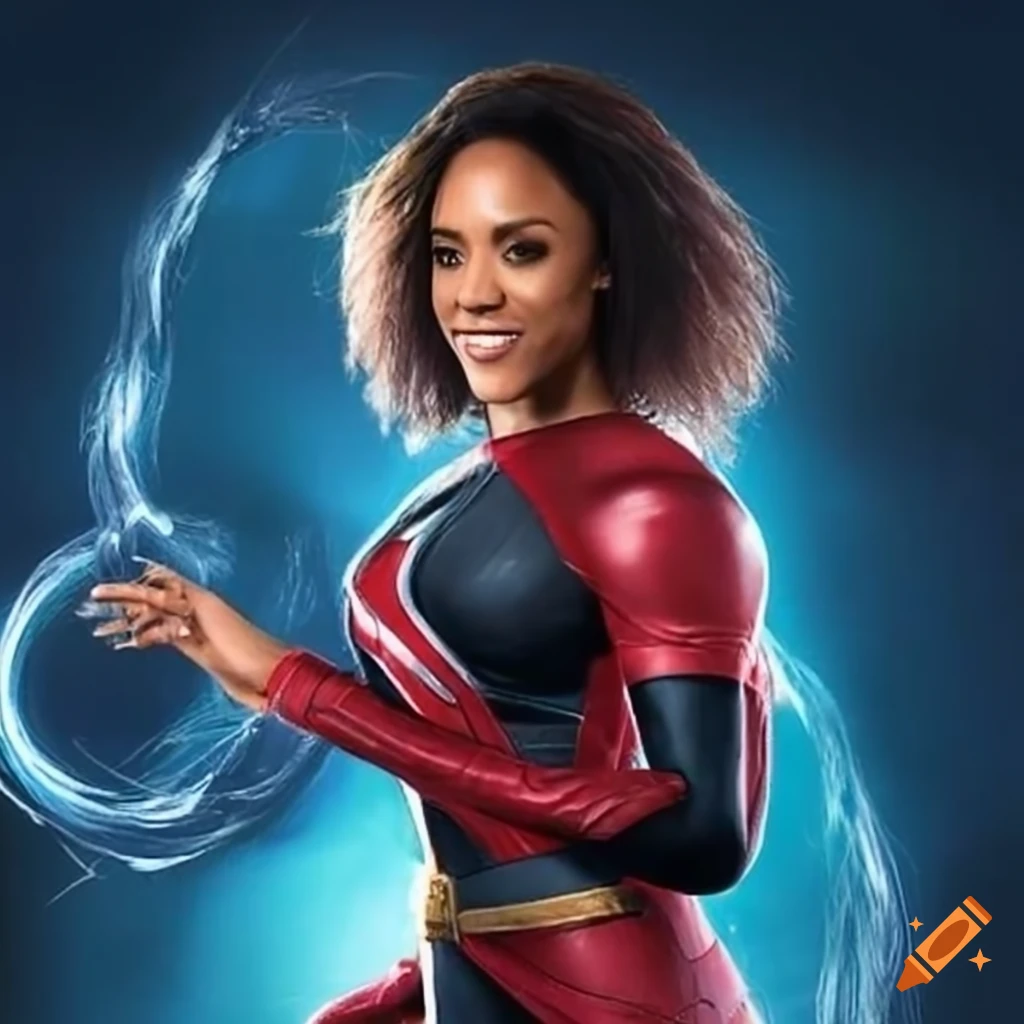 English female player alex scott in a hero costume