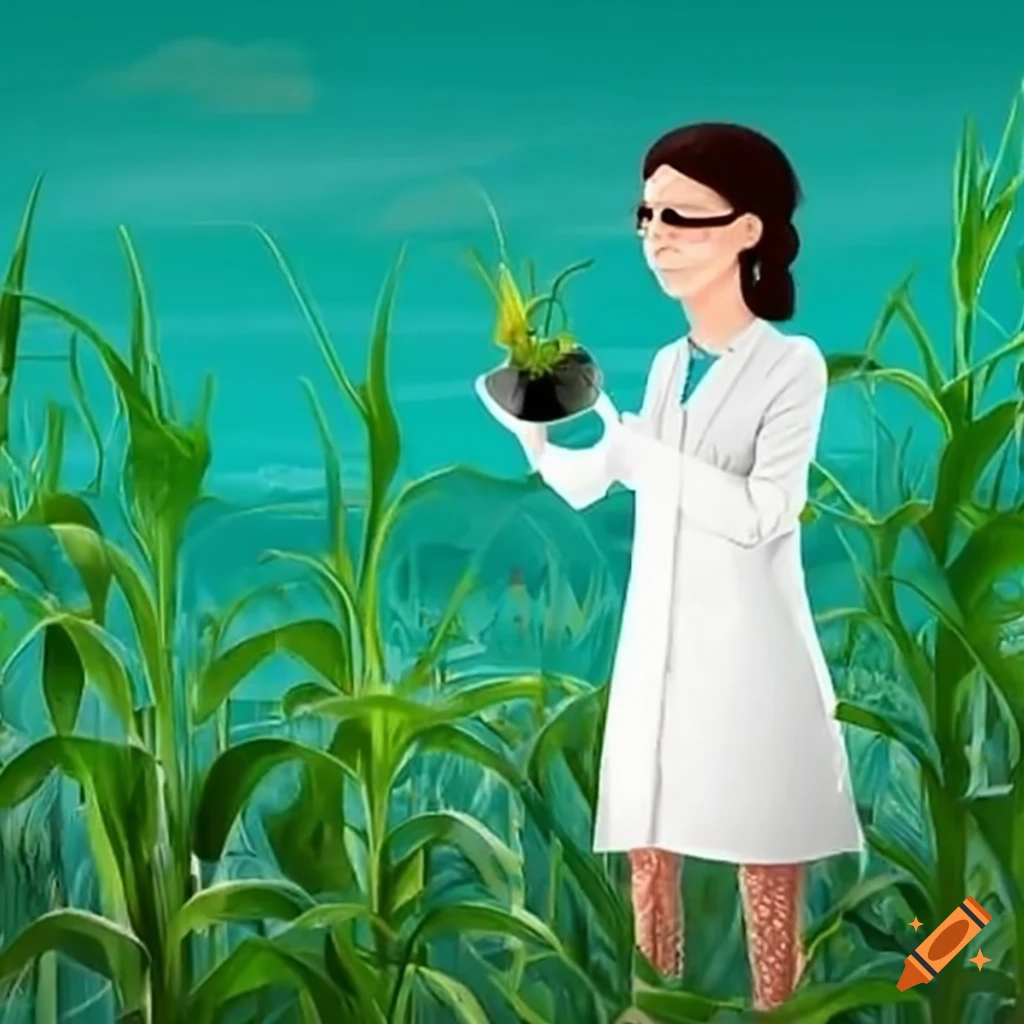 Scientist choosing corn plants on Craiyon