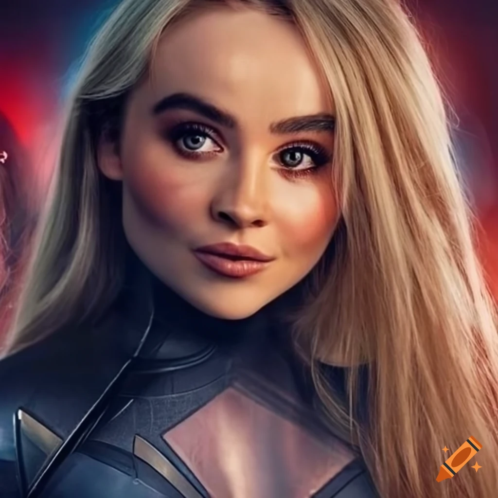 Actress Sabrina Carpenter as Alison Blaire for a X-men movie. Cinematic movie photograph ...