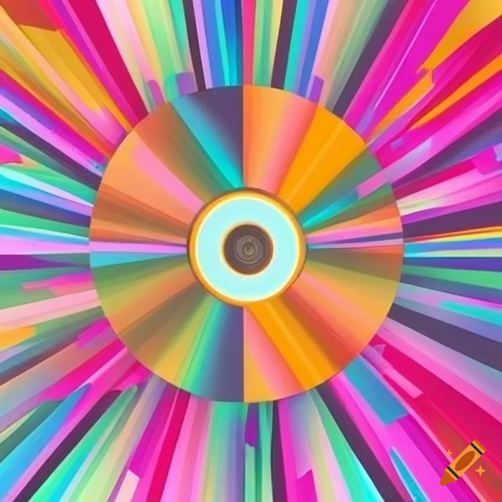 Retro CD cover with vibrant colors and geometric patterns on Craiyon