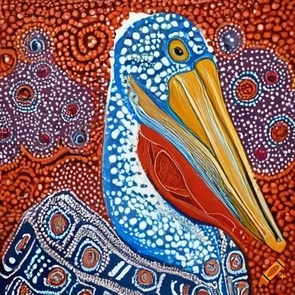Detailed australian indigenous dreamtime painting of a pelican on Craiyon