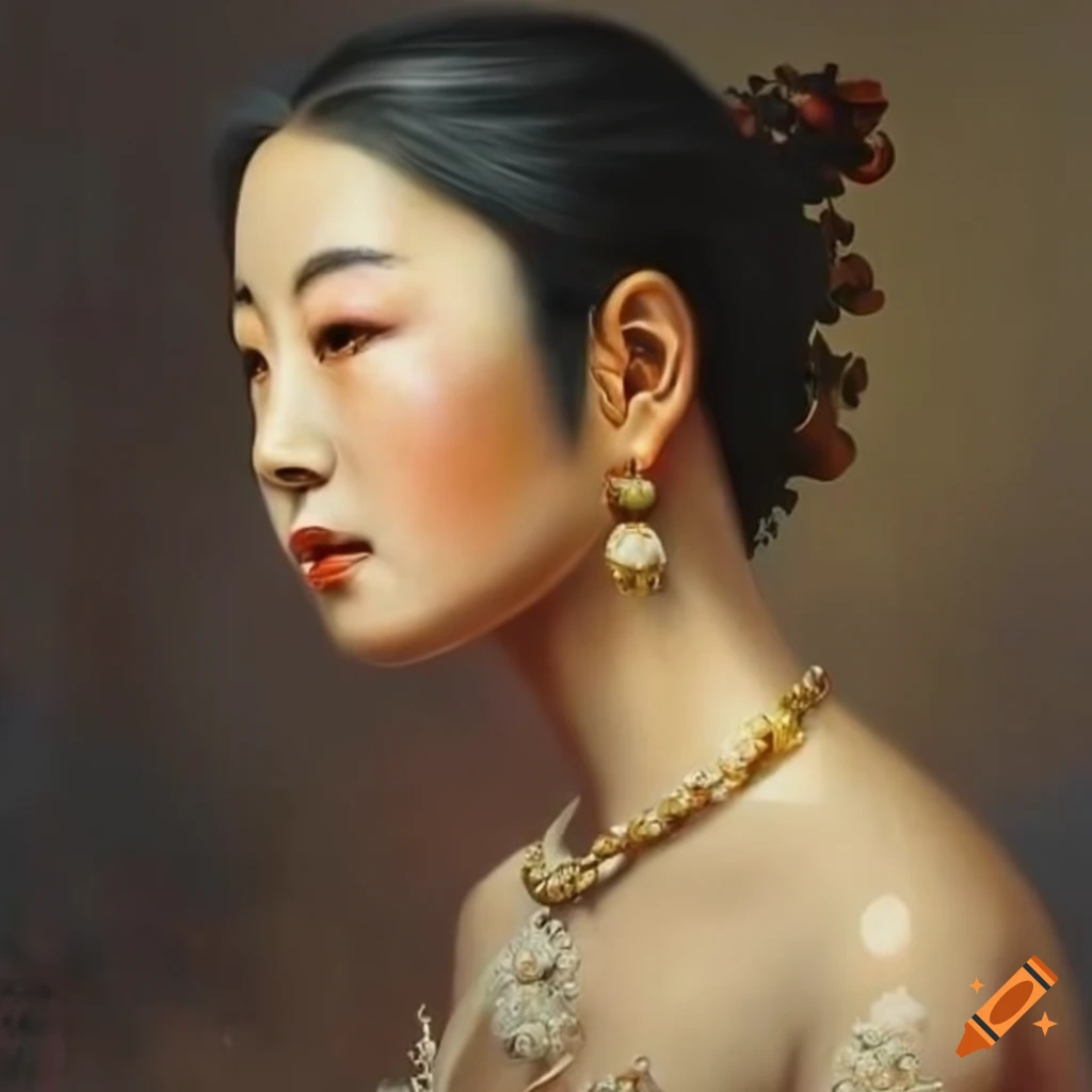 Hyper realistic victorian oil painting asian on Craiyon