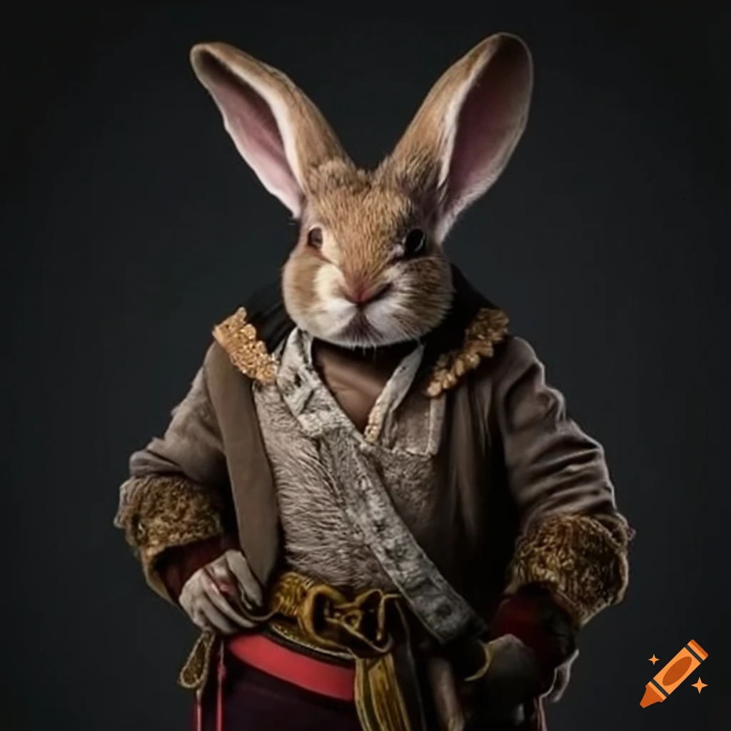 A pirate rabbit with fierce expresion