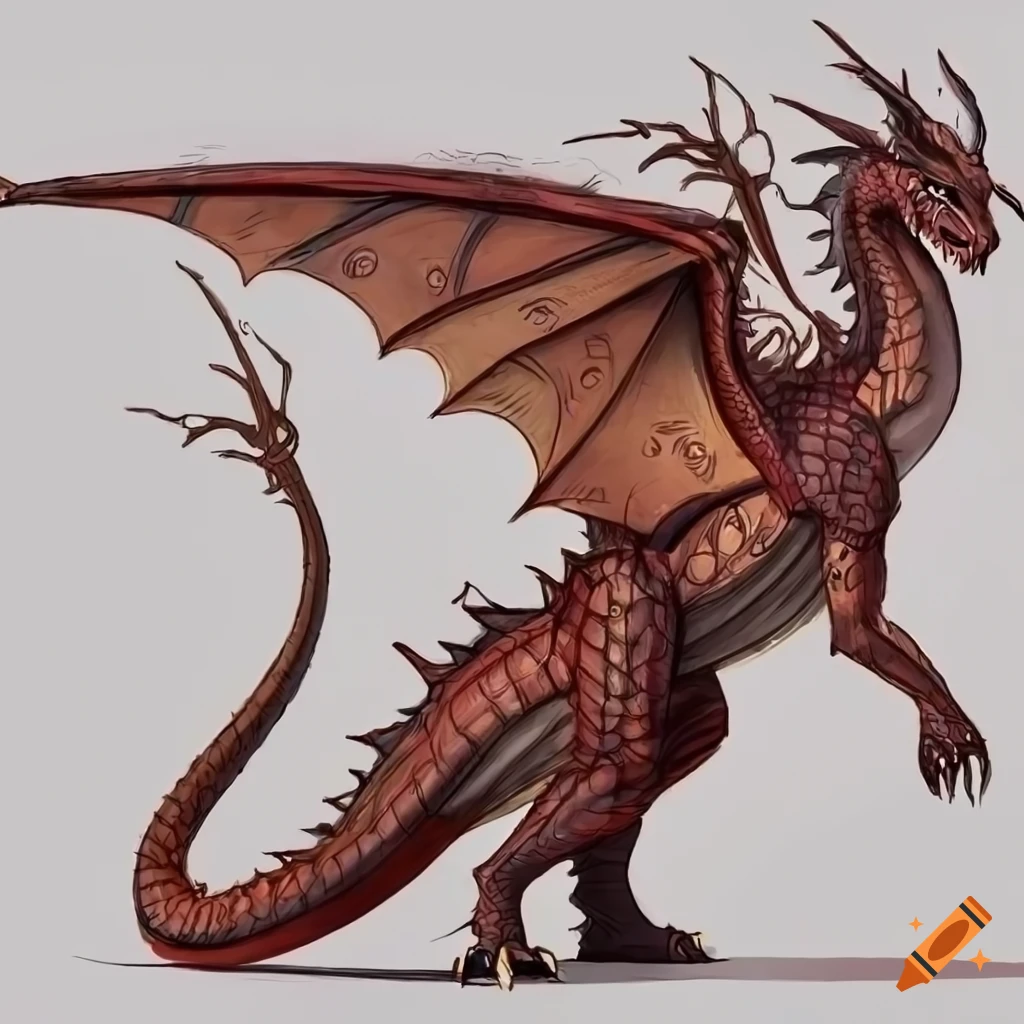 Dragon full length body, concept designs with side view, detailed ...