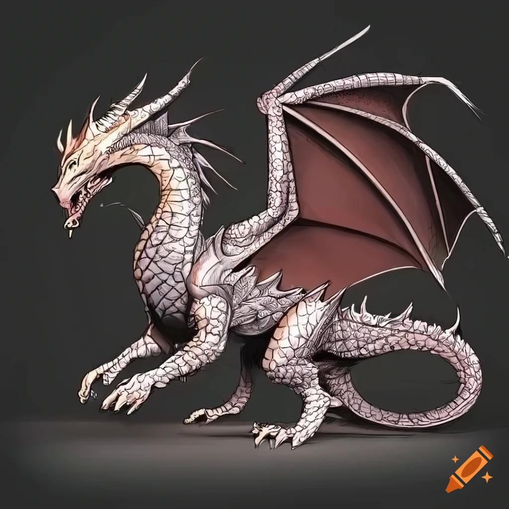 Dragon full length body, concept designs with side view, detailed ...