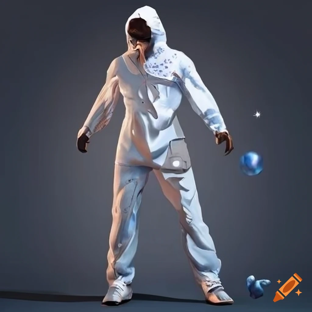 Man in white cosmic work outfit