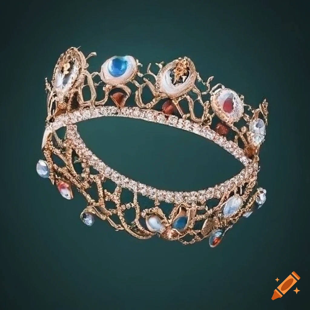 A small and heavily detailed unique, creative downturned noveau tiara ...