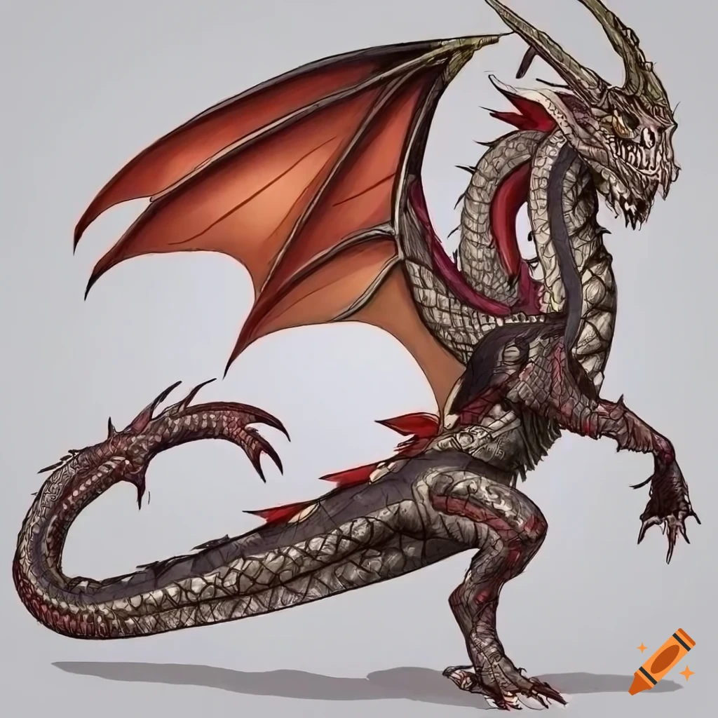 Dragon full length body, concept designs with side view, detailed ...