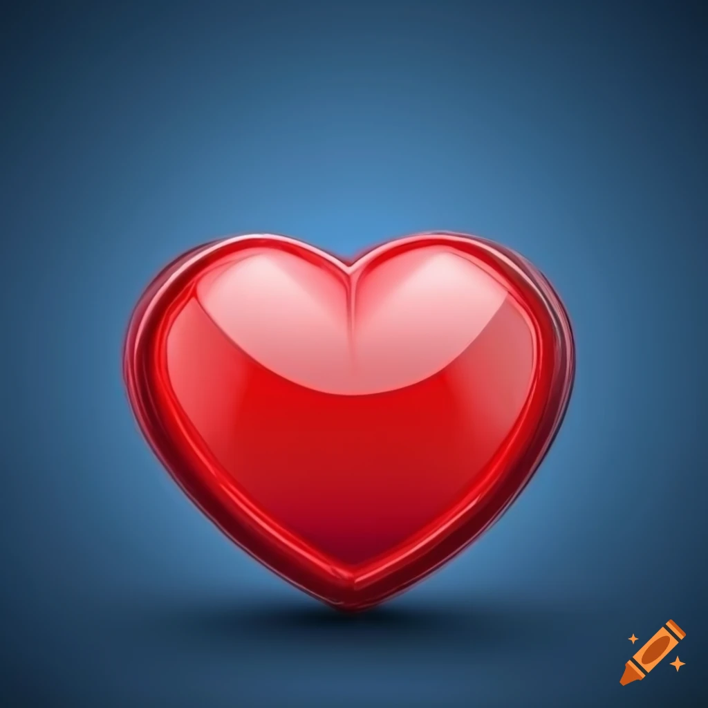 Game 3d heart icon red, blue background