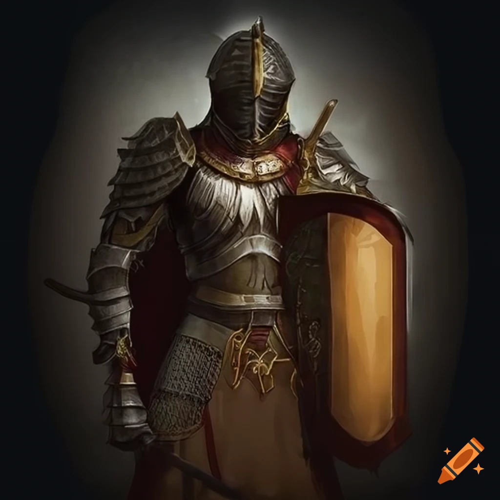 Armor of god holding shield and sword poster