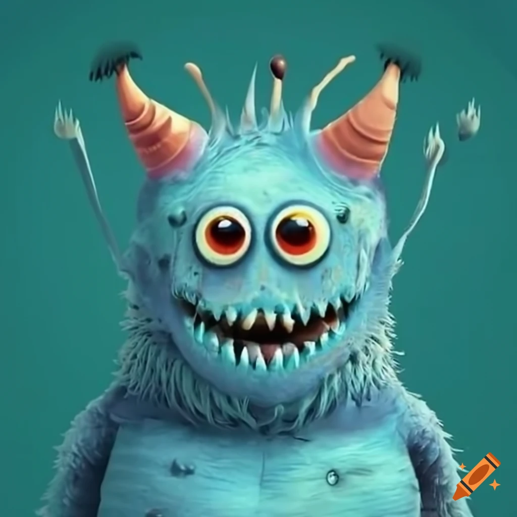 A cute monster reminding to take medication for mental health on Craiyon