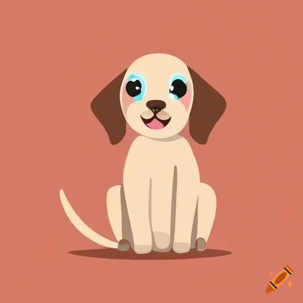 Cute puppy, simple vector shapes, minimalistic
