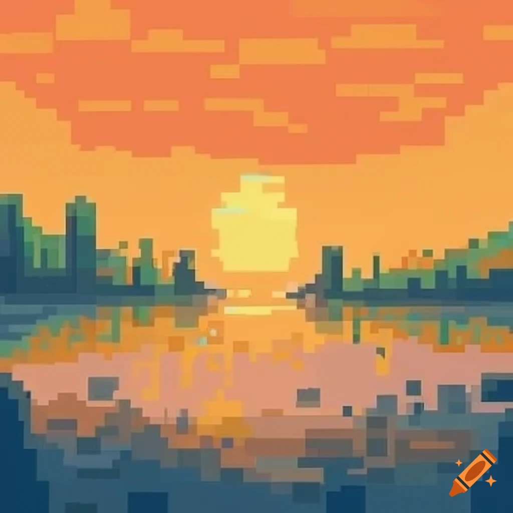 Pixel art landscape on Craiyon