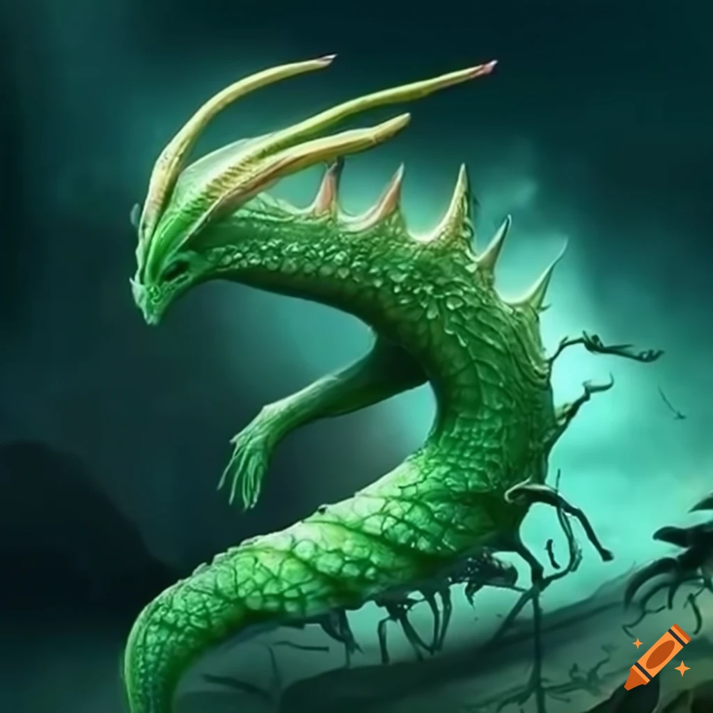 A mythical plant-like creature that looks like a plant-like dragon