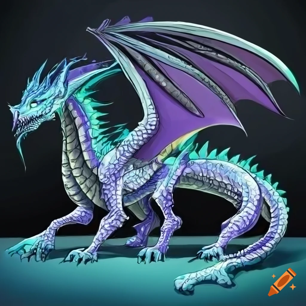 Concept designs of a dragon. full dragon body. dragon has four legs and ...